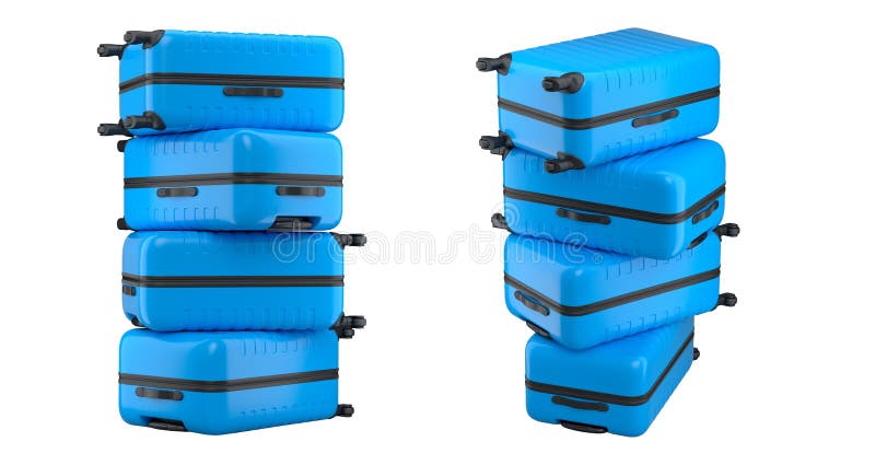 Set of Stack of Polycarbonate Suitcases Isolated on White Background ...