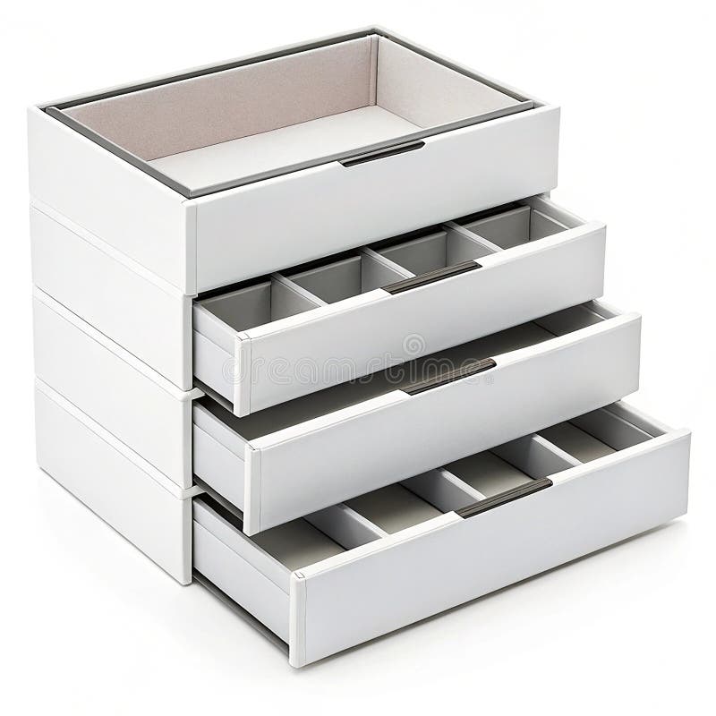 Set of Stackable Drawer Organizers for Office Paperwork Isolated on ...