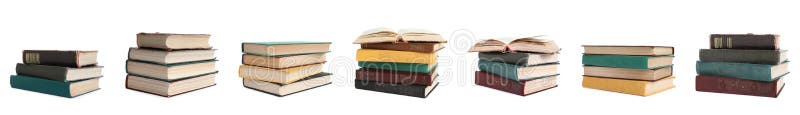 Set of Stacked Books Isolated on White Stock Image - Image of ...