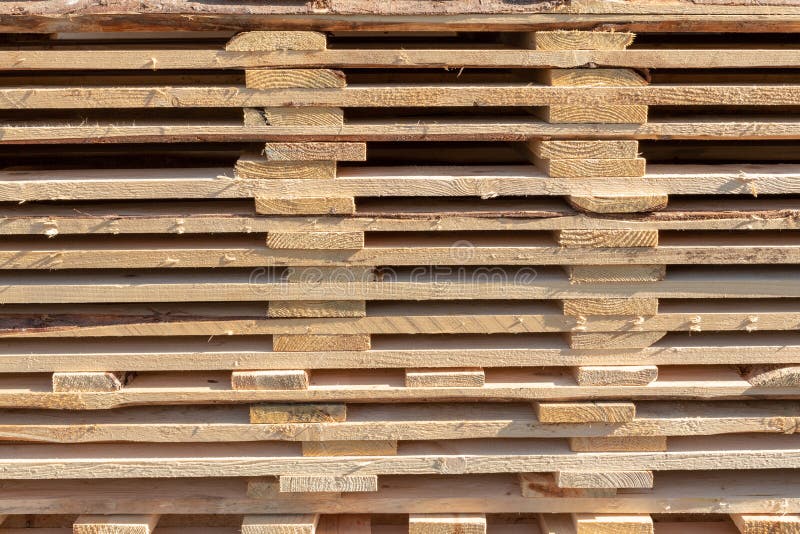 Set of Stacked Wood Pine Timber for Construction. Stack of Wood Planks ...
