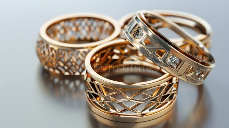 A Set of Stacking Rings with Geometric Outs and Negative Space Designs ...