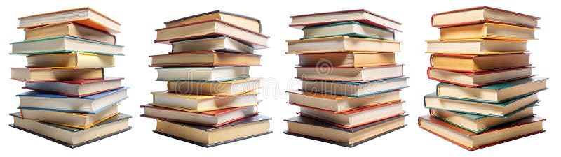 A Set of Stacks of Books on a White Background Stock Illustration ...