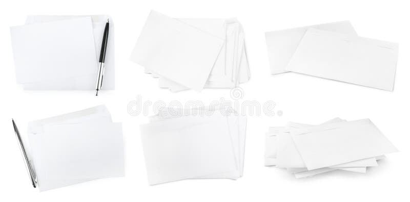Set with Stacks of Letters on White Background Stock Image - Image of ...