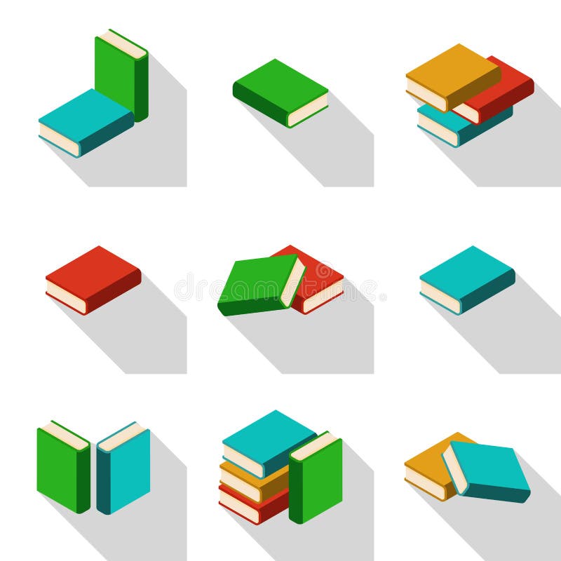 Set of Stacks of Multi Colored Books with Shadow Stock Vector ...