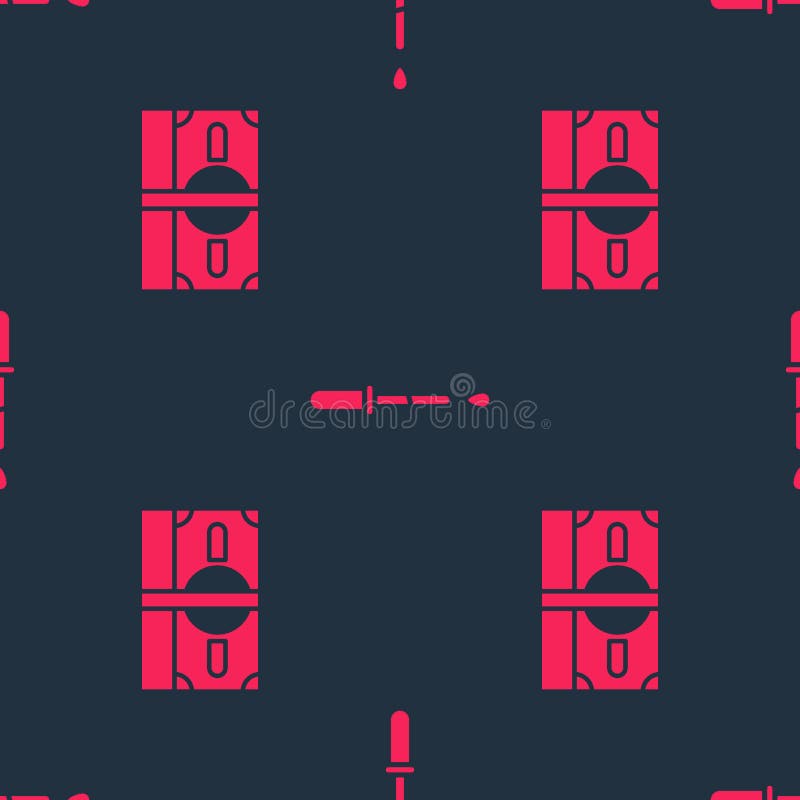 Set Stacks Paper Money Cash and Pipette on Seamless Pattern. Vector ...