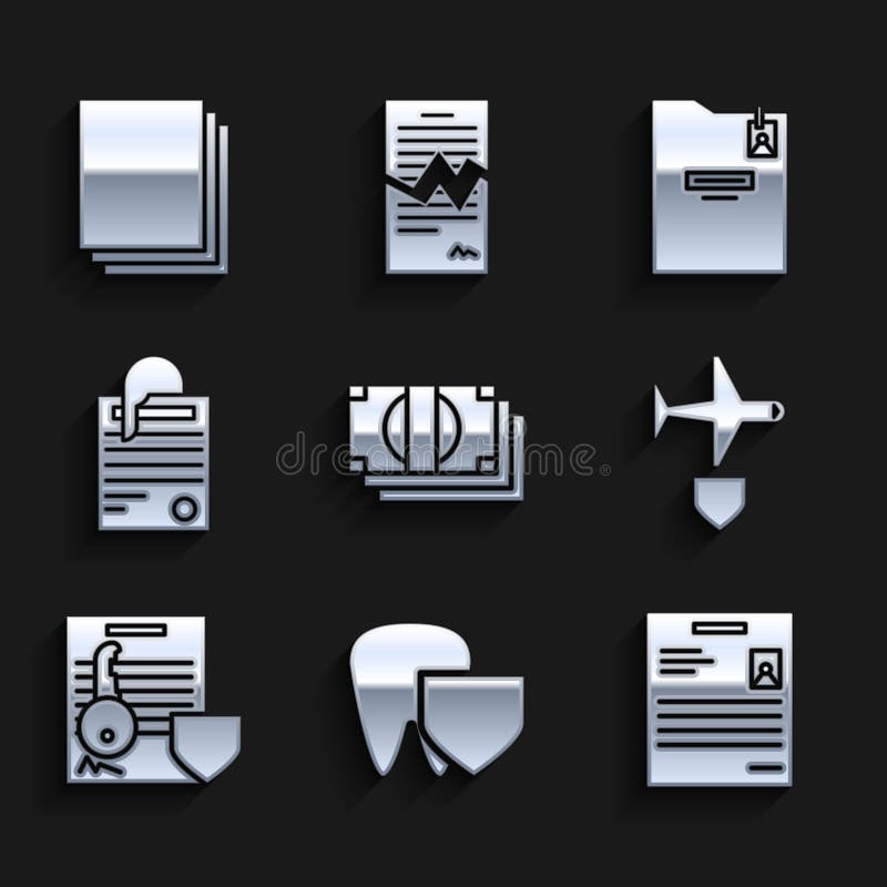 Set Stacks Paper Money Cash, Tooth with Shield, Personal Document ...