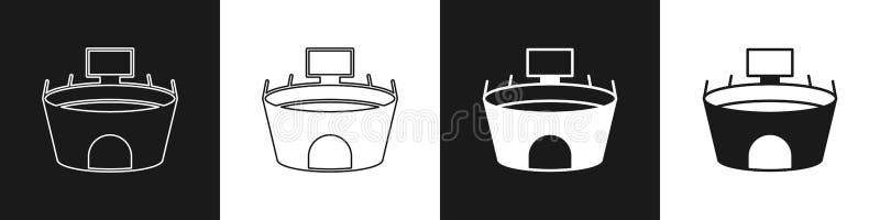 Black Stadium Icon Isolated on White Background. Arena Symbol. Set ...