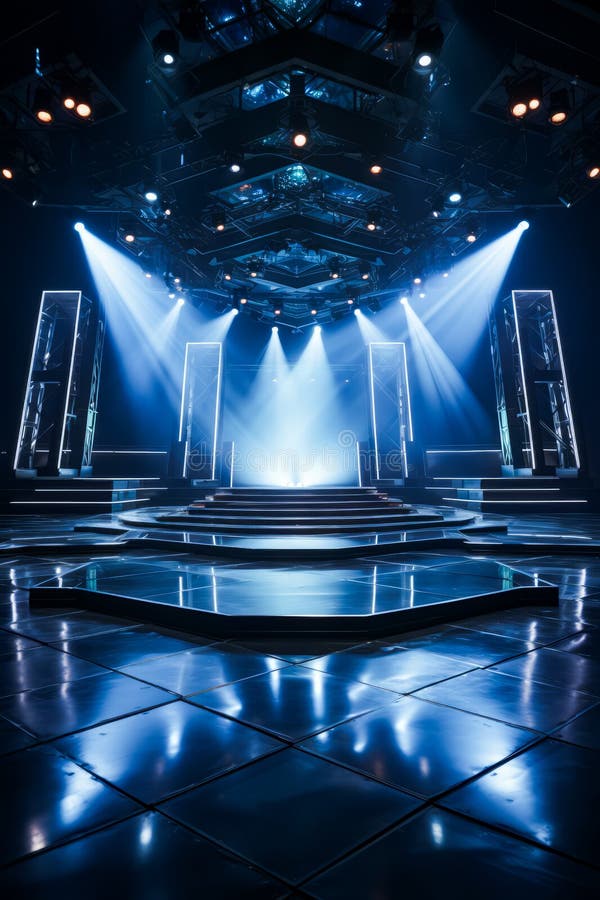 Set of Stage Lights and Set of Steps in the Middle of the Stage ...