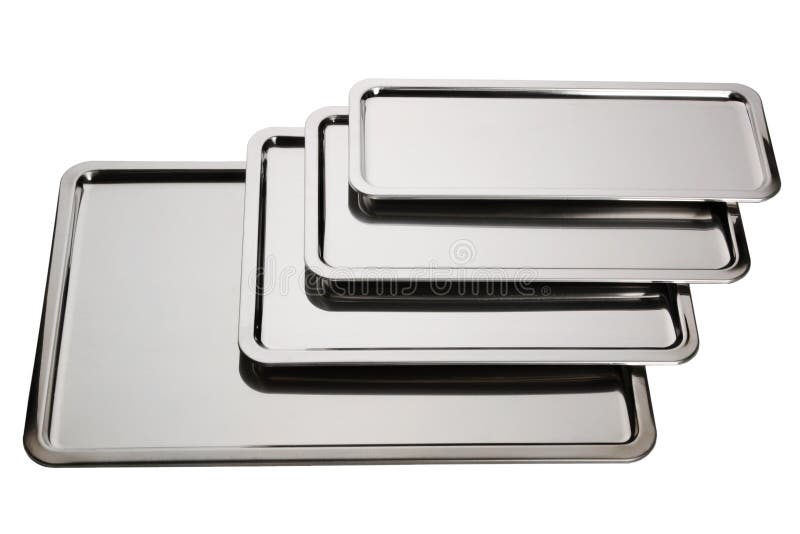 Set of Stainless Square Trays. Empty Silver Serving Trays Stock Photo ...