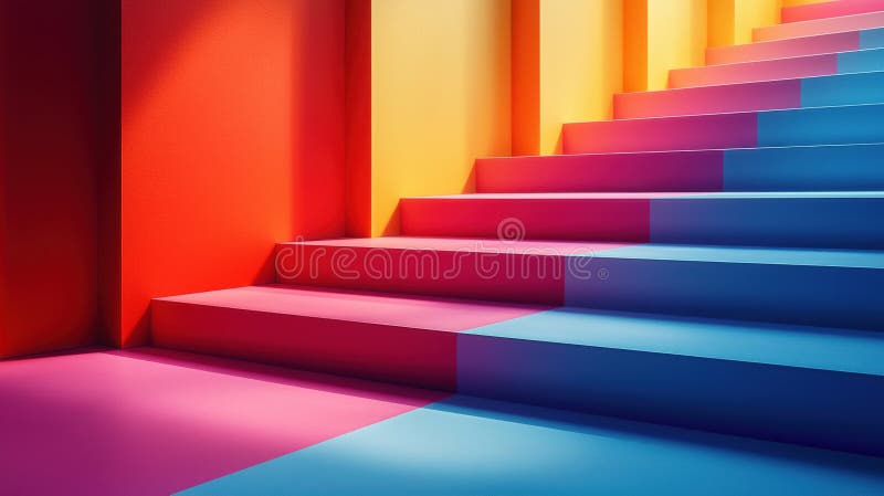 Set of Stairs with a Bright Colored Wall in a Modern Interior Design ...