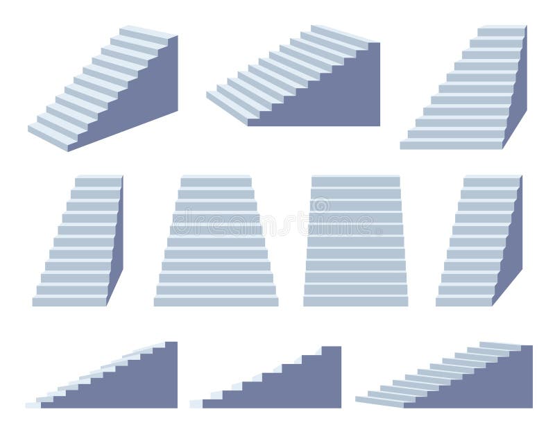 A Set of Stairs in Different Angles. Functional Elements of Interior ...