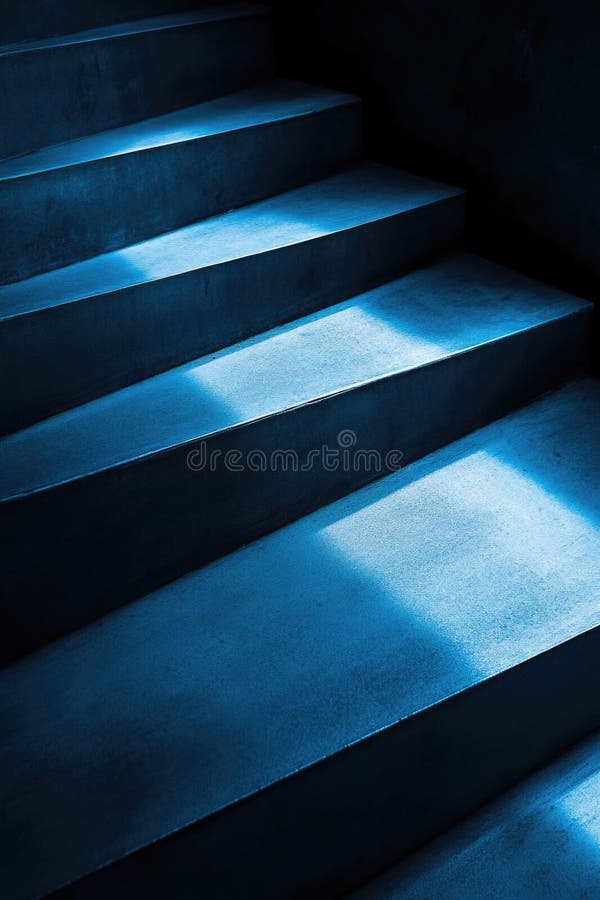 A Set of Stairs Leading Down into Darkness, Illuminated only by Faint ...