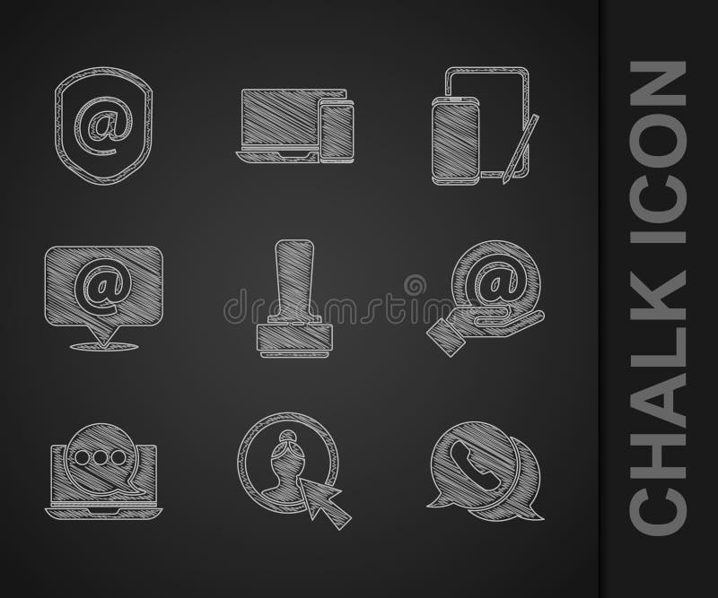 Set Stamp, Create Account Screen, Telephone with Speech Bubble Chat, Mail and E-mail in Hand ...