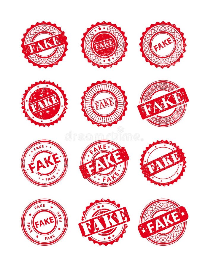 Set of Stamps with the Inscription Fake Stock Vector - Illustration of ...