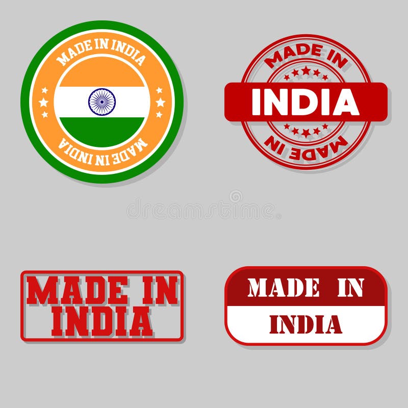 Set of Stamps Made in India Stock Vector - Illustration of design, promotion: 334026172