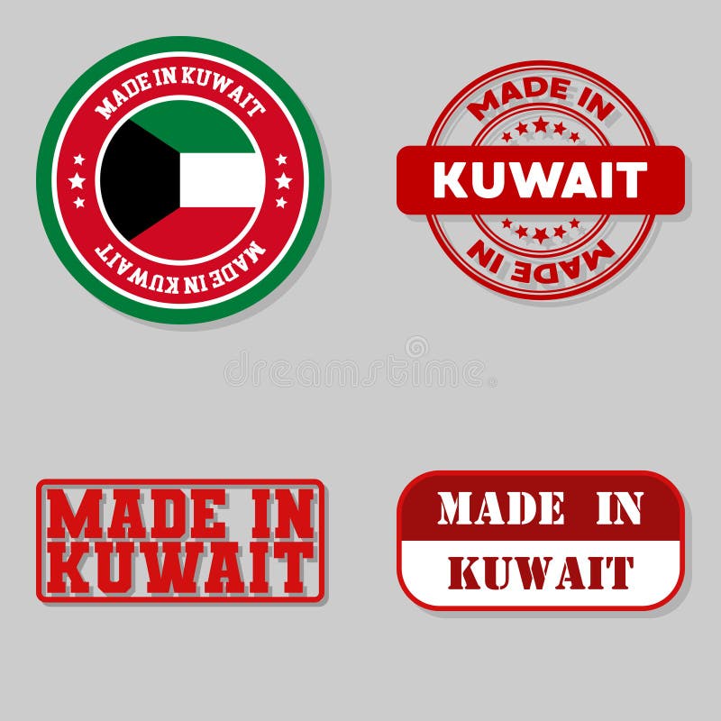 Set of Stamps Made in Kuwait Stock Vector - Illustration of round ...