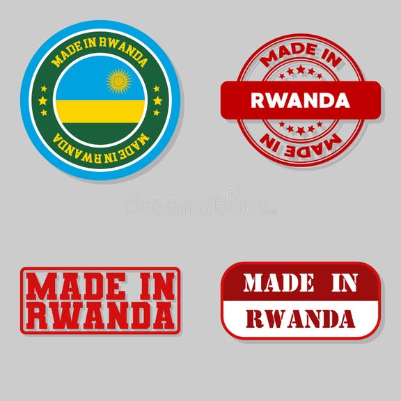 Set of Stamps Made in Rwanda Stock Vector - Illustration of emblem ...