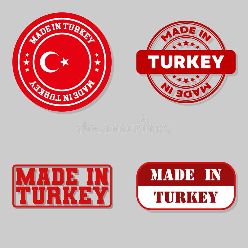 Set of Stamps Made in Turkey Stock Vector - Illustration of flag ...
