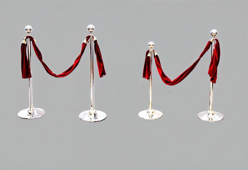 Set of Stanchions with Red Velvet Ropes Stock Photo - Image of crowd ...