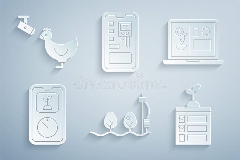 Set Standalone Sensor and Plant, Smart Farming Technology, Control ...