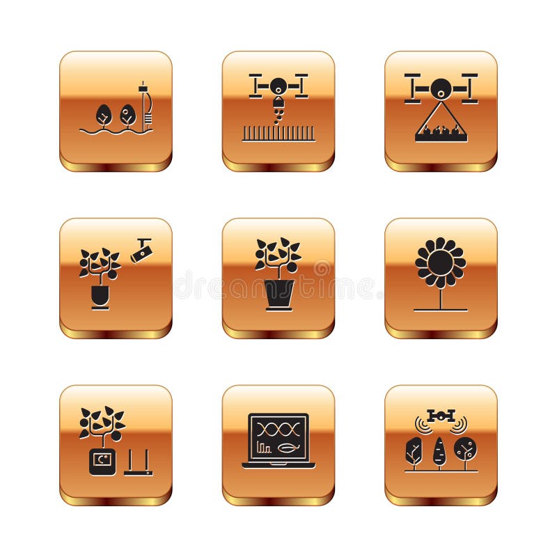 Set Standalone Sensor and Plant, Smart Farming Technology, Genetic ...