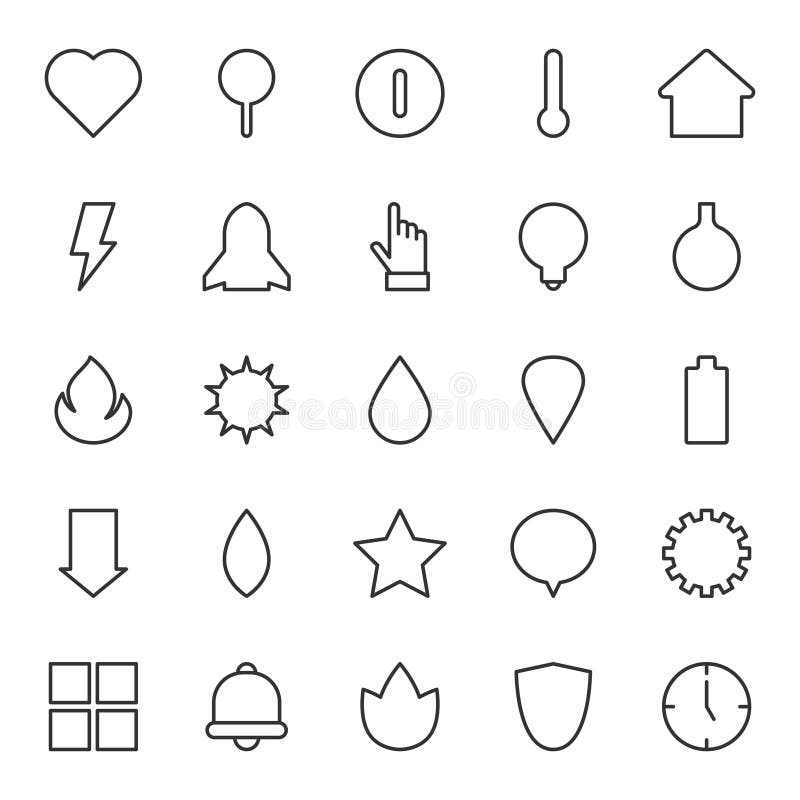 A Set of Standard Minimalistic Outline Icons, Quick and Easy Editing ...