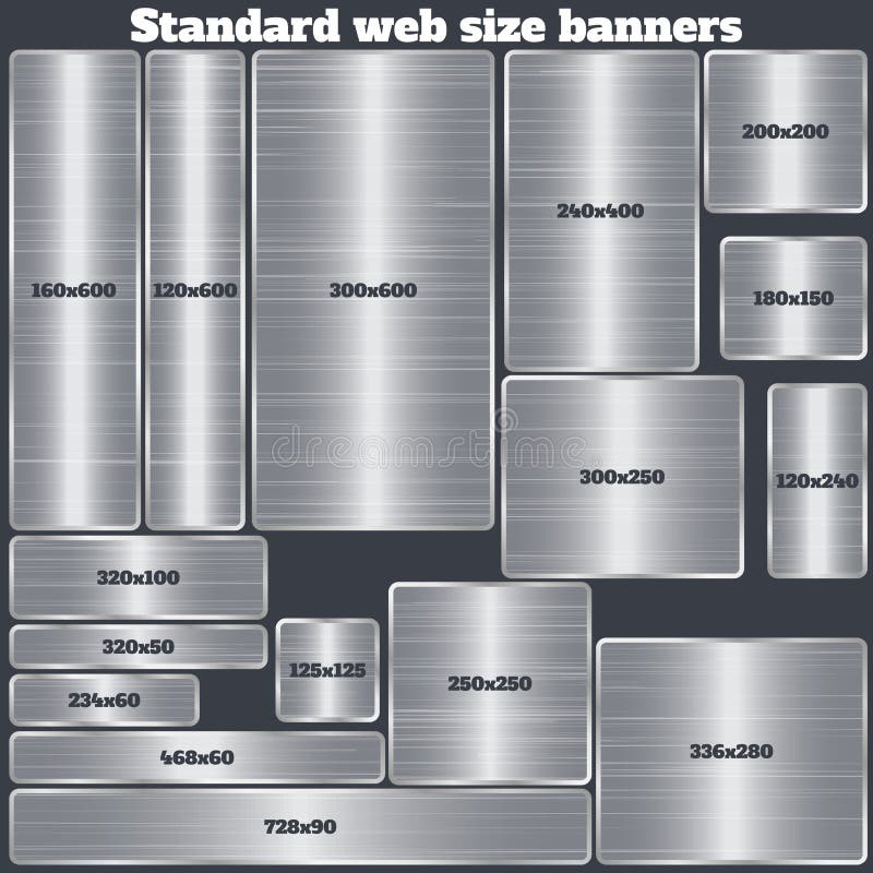 Set of Standard Size Web Banners. Banners with Realistic Steel Texture ...