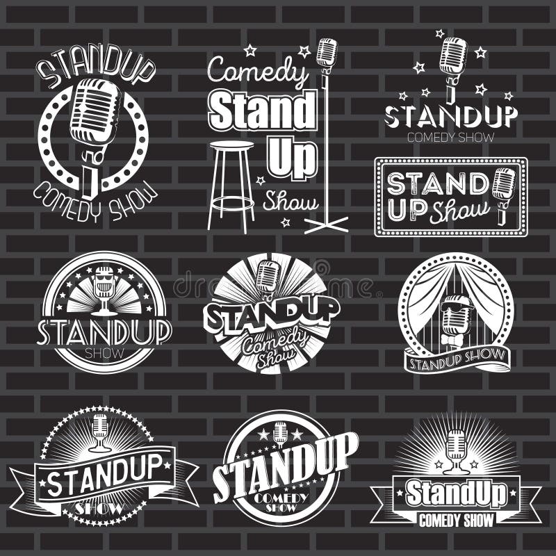 Standup Comedy Show Vector Labels Design Stock Vector - Illustration of ...