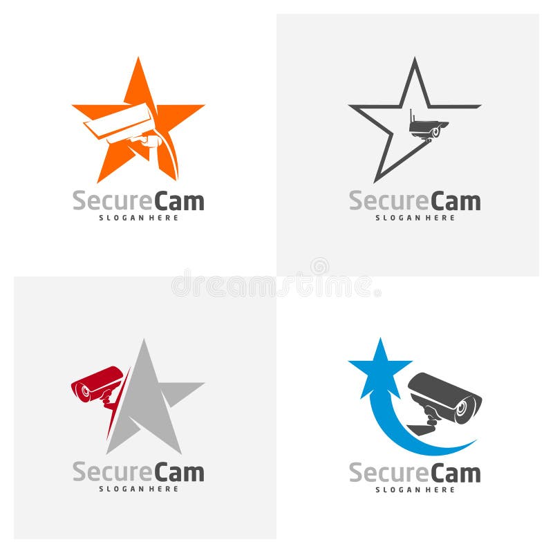Set of Star CCTV Camera Logo Design Vector Template, Concept Symbol ...