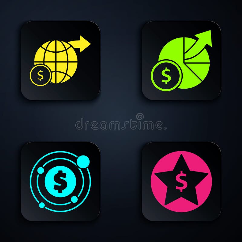 Set Star and Dollar, Earth Globe with Dollar, Target with Dollar Symbol ...