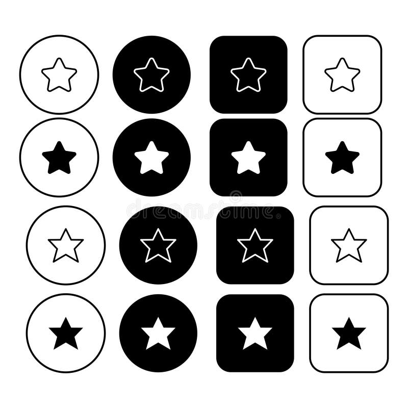 Set of Star Icons Buttons. Simple Star Set. Star Symbols Stock Vector ...