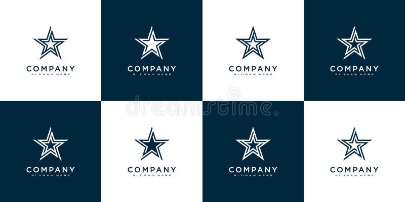 Set of Star Logo Vector Line Style Stock Vector - Illustration of ...