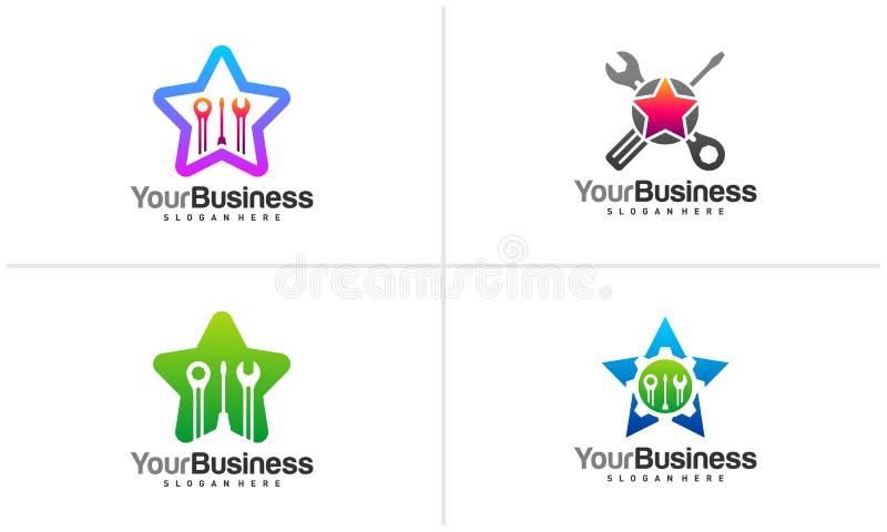 Set of Star Mechanic Logo Vector Template, Creative Mechanic Logo ...