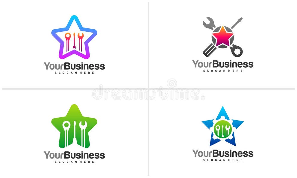 Set of Star Mechanic Logo Vector Template, Creative Mechanic Logo ...