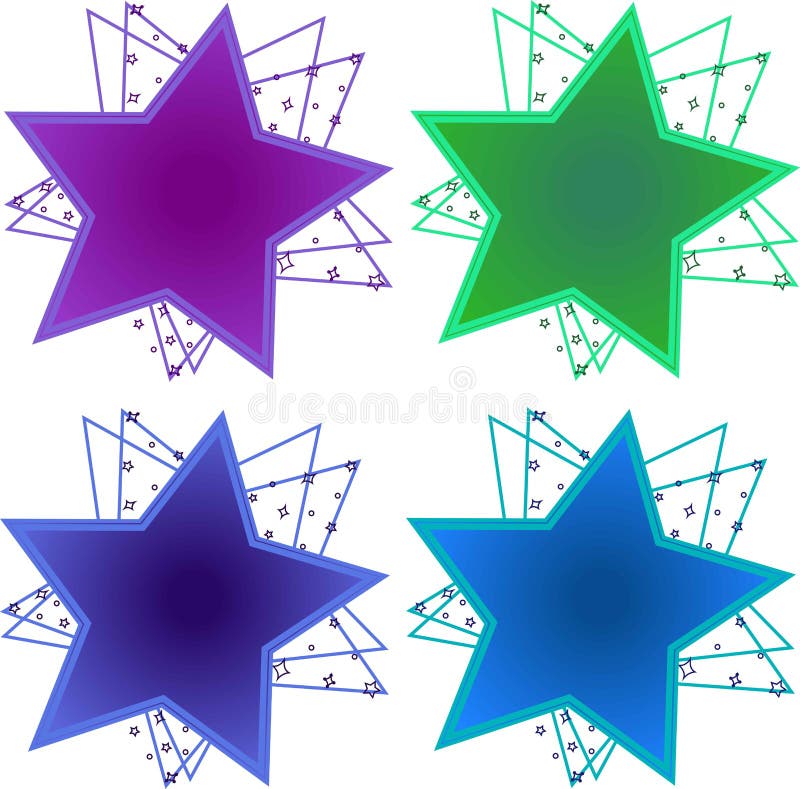 Set of 4 Star Shape Label Frames Stock Vector - Illustration of label ...
