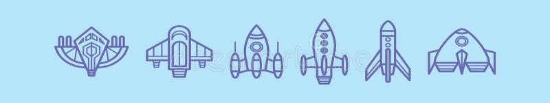Set of Star Ships Cartoon Icon Design Template with Various Models ...