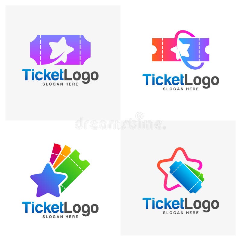 Set of Star Ticket Logo Template Design Vector, Emblem, Creative Design ...