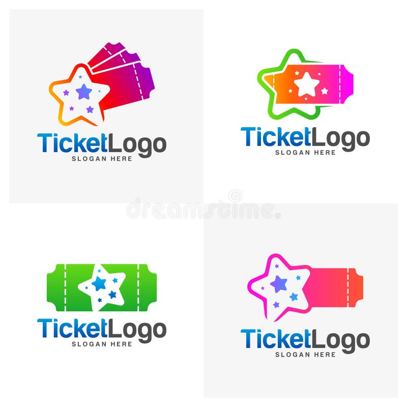Set of Star Ticket Logo Template Design Vector, Emblem, Creative Design ...