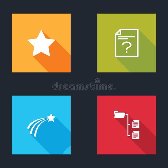 Set Star, Unknown Document, Falling Star and Folder Tree Icon. Vector Stock Vector ...