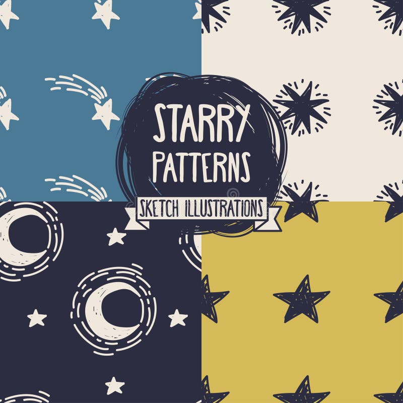 Set of Starry Seamless Patterns Stock Vector - Illustration of patterns ...