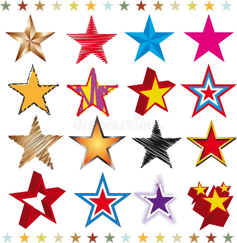 Funny Stars Icons for Game Ui Stock Vector - Illustration of golden ...
