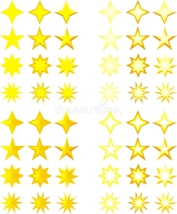 Set of stars stock vector. Illustration of shadow, graphic - 35753573