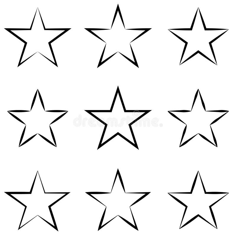 Set Stars with Calligraphic Outline Stroke, Vector Hand Drawn Star ... Set Stars with Calligraphic Outline Stroke, Vector Hand Drawn Star ...