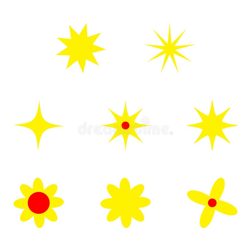A Set of Stars and Colors Isolated on a White Background Stock Vector ...