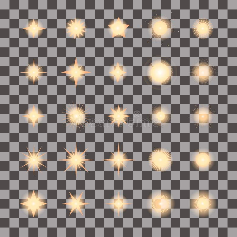 A Set of Stars, Flashes, Glowing Objects with a Light Effect Stock ...