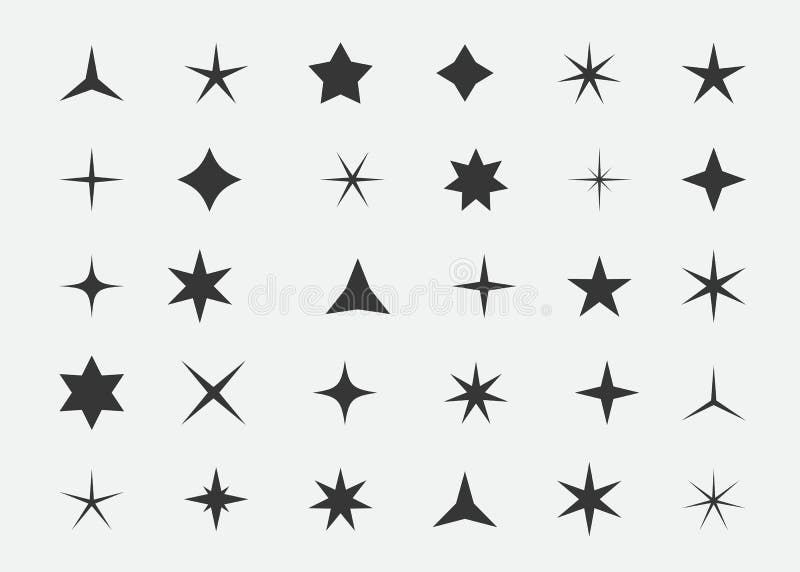 Set of Stars and Highlights. Star Icon Stock Vector - Illustration of ...