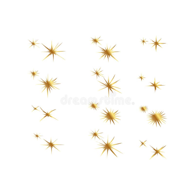 Set of Stars Illustration. Gold Sparkling Star Collection Stock Vector ...