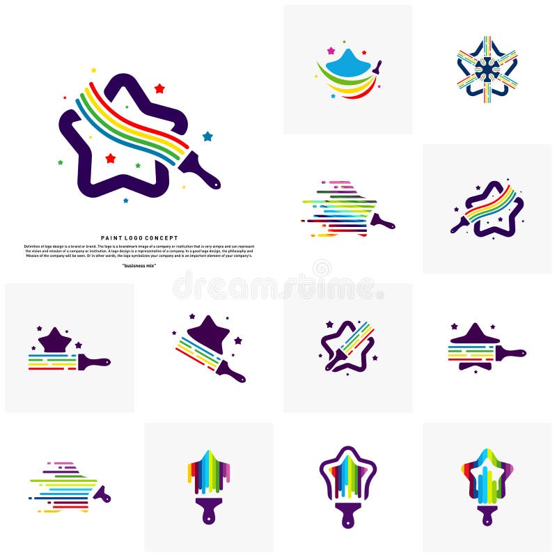 Set of Stars Paint Logo Design Concept Vector. Colorful Stars Logo ...