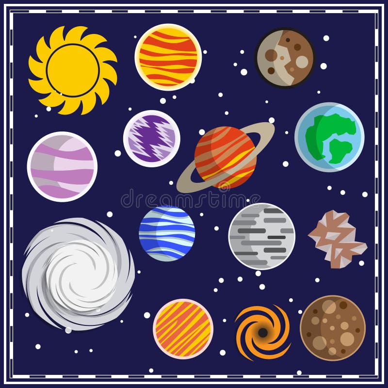 Set of stars and planets. stock vector. Illustration of constellation ...