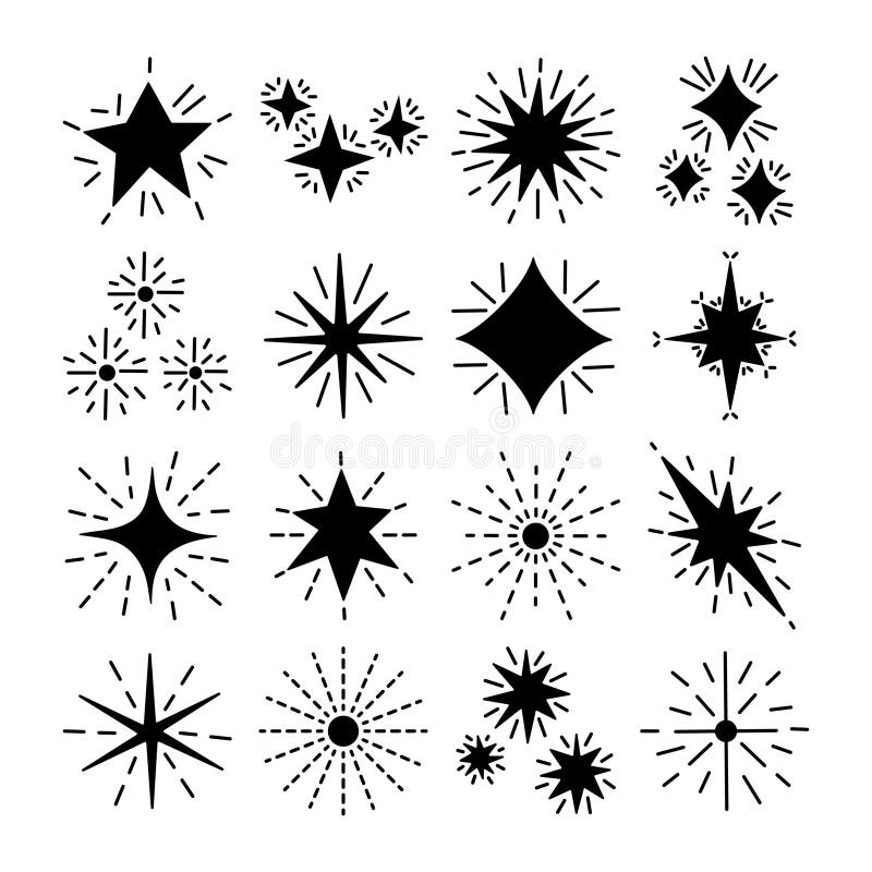 Set Stars Sparkle Compositions. Shine Effect Sign Vector Design Stock ...